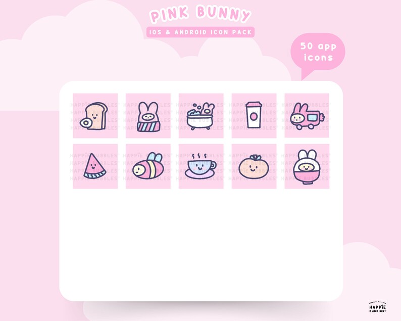 Pink Bunny Ios Android Cute App Icons Wallpaper Kawaii Ios App Icon ...