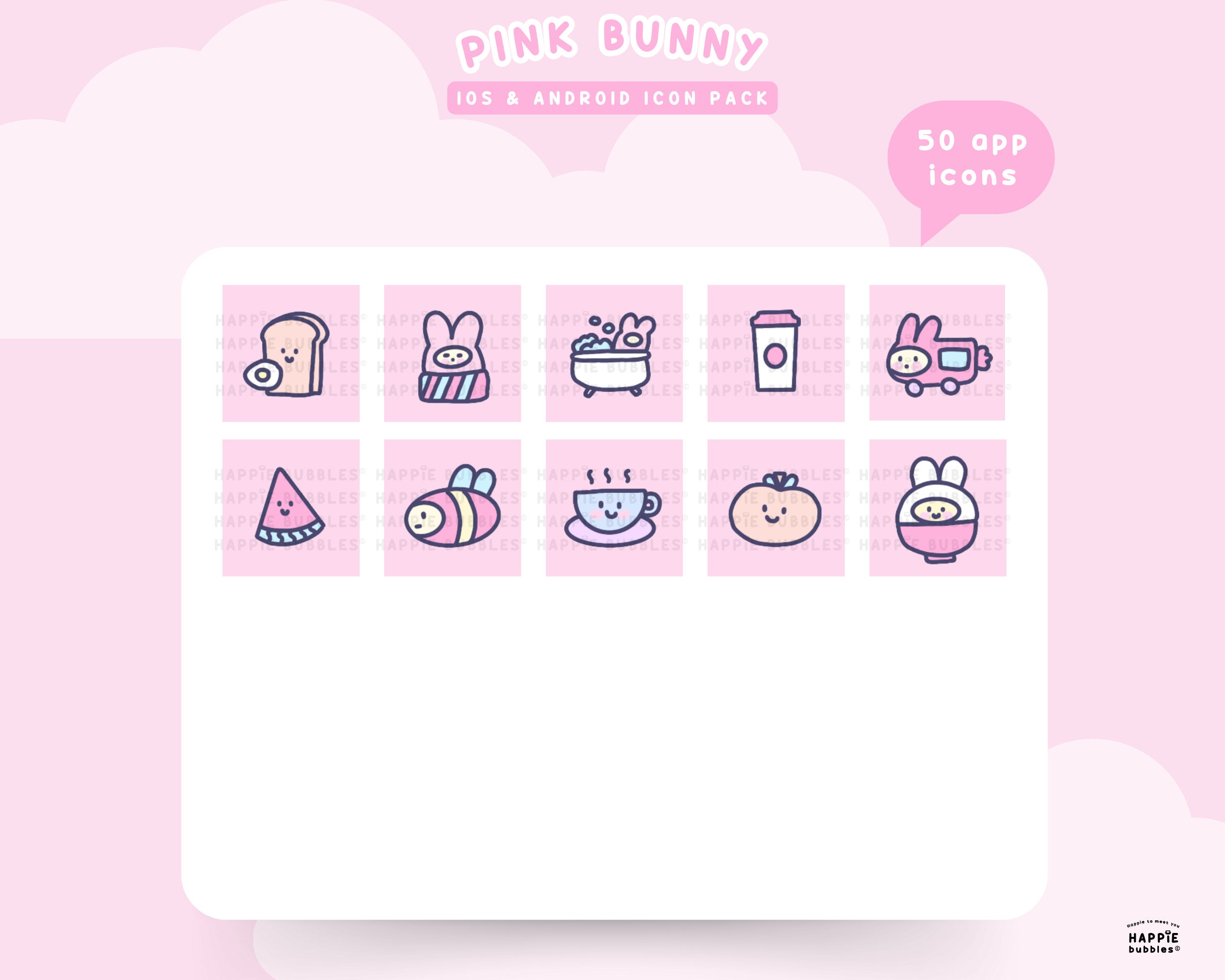 Pink Bunny Ios Android Cute App Icons Wallpaper Kawaii Ios App Icon ...