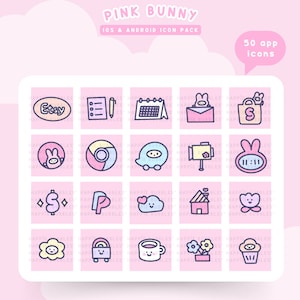 Pink Bunny Ios Android Cute App Icons Wallpaper Kawaii Ios App Icon ...