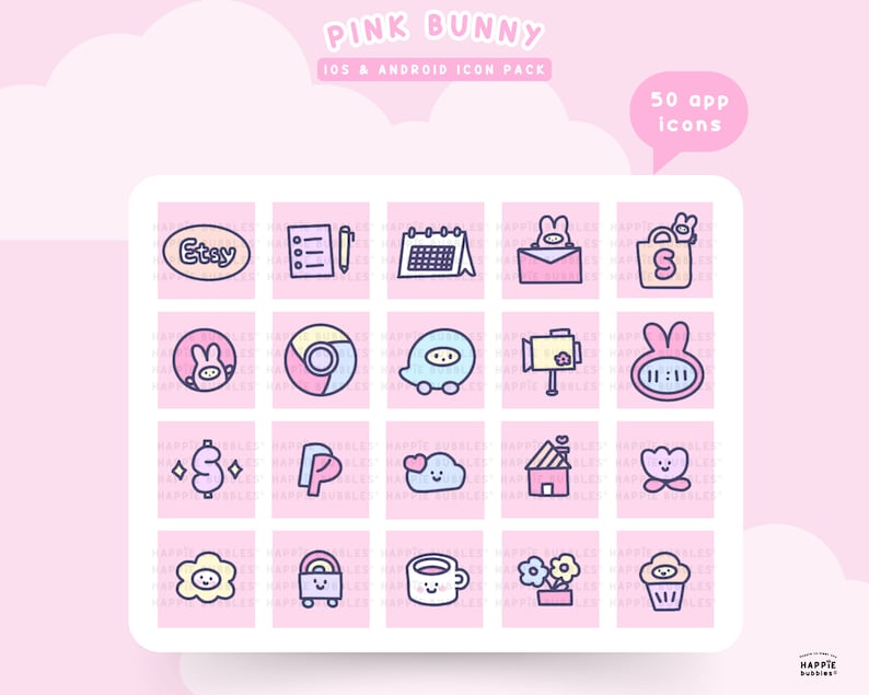 Pink Bunny Ios Android Cute App Icons Wallpaper Kawaii Ios App Icon ...