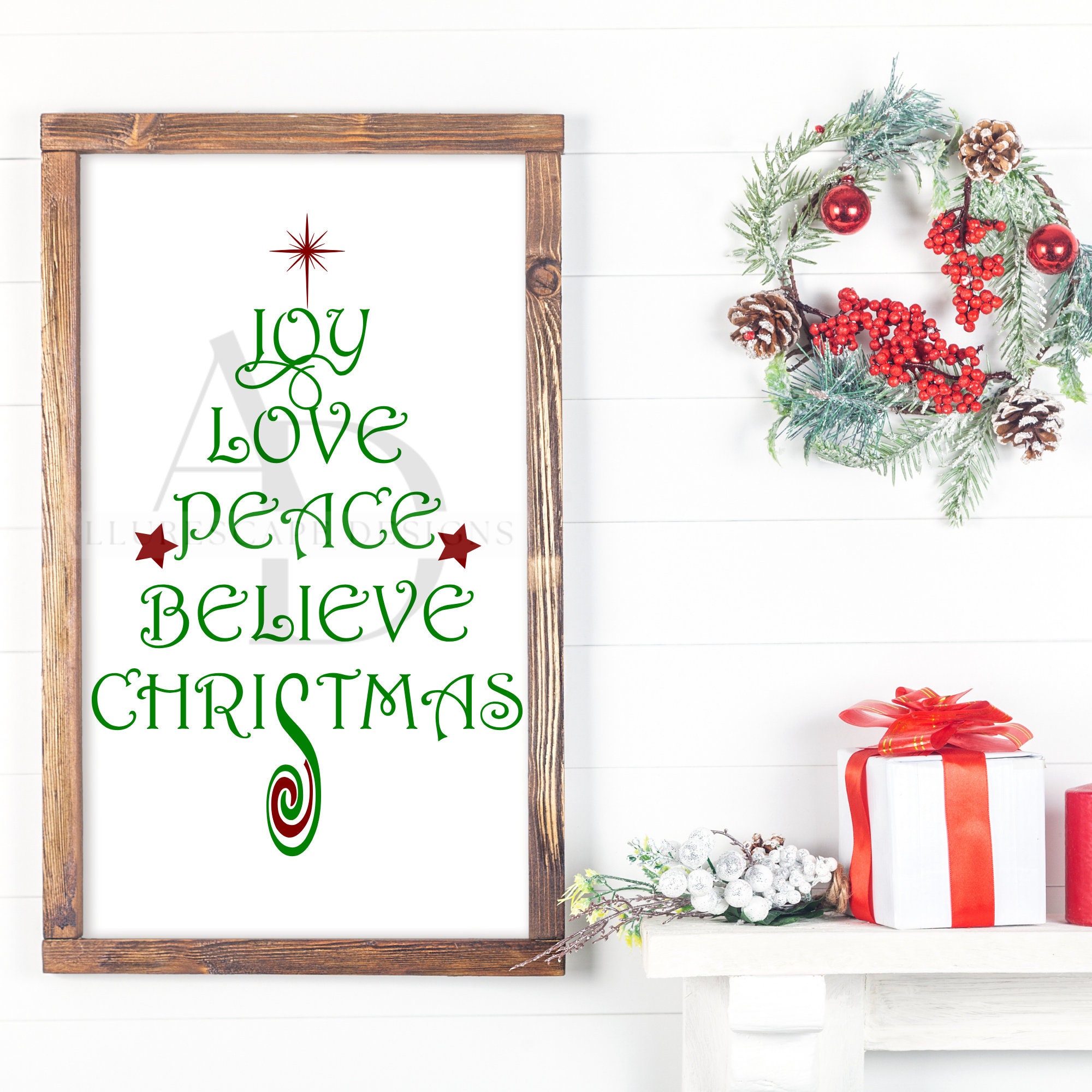 Joy Love Peace Believe Christmas SVG, Christmas Tree SVG, Star of ...