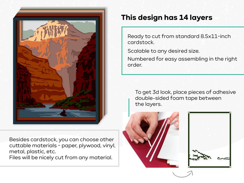 3D Grand Canyon Svg - Shadow Box Svg, Arizona Svg - Etsy Canada