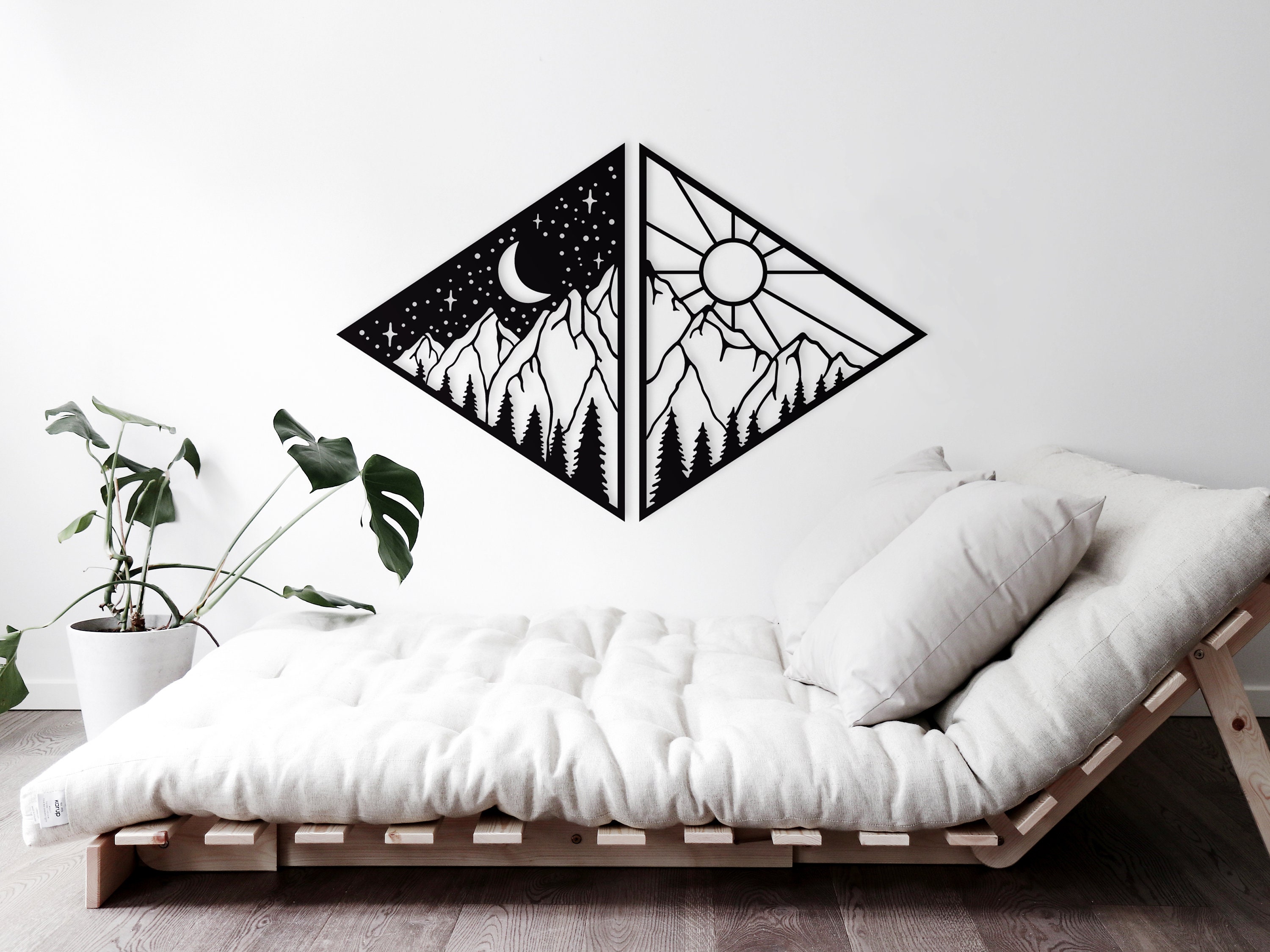 Day and Night DXF SVG Metal Wall Art Laser Cut Files, Moon and Sun Cnc ...