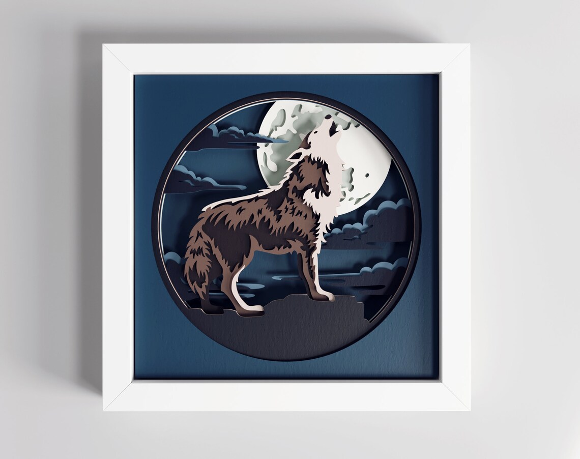 Wolf 3d Svg, Shadow Box Svg, Laser Cut Files, Cnc Files for Wood ...
