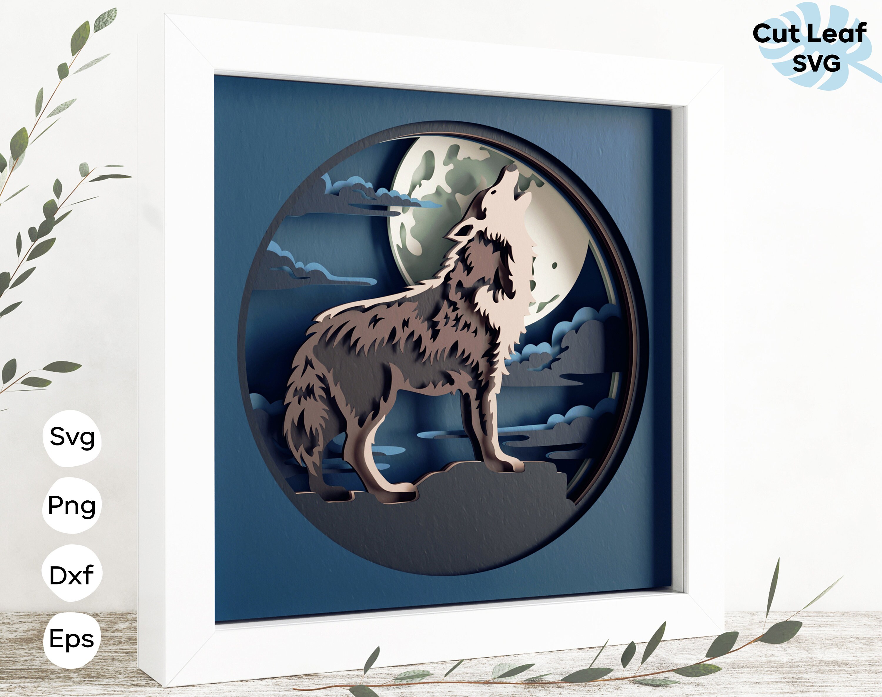 Wolf 3d Svg Shadow Box Svg Laser Cut Files Cnc Files for | Etsy