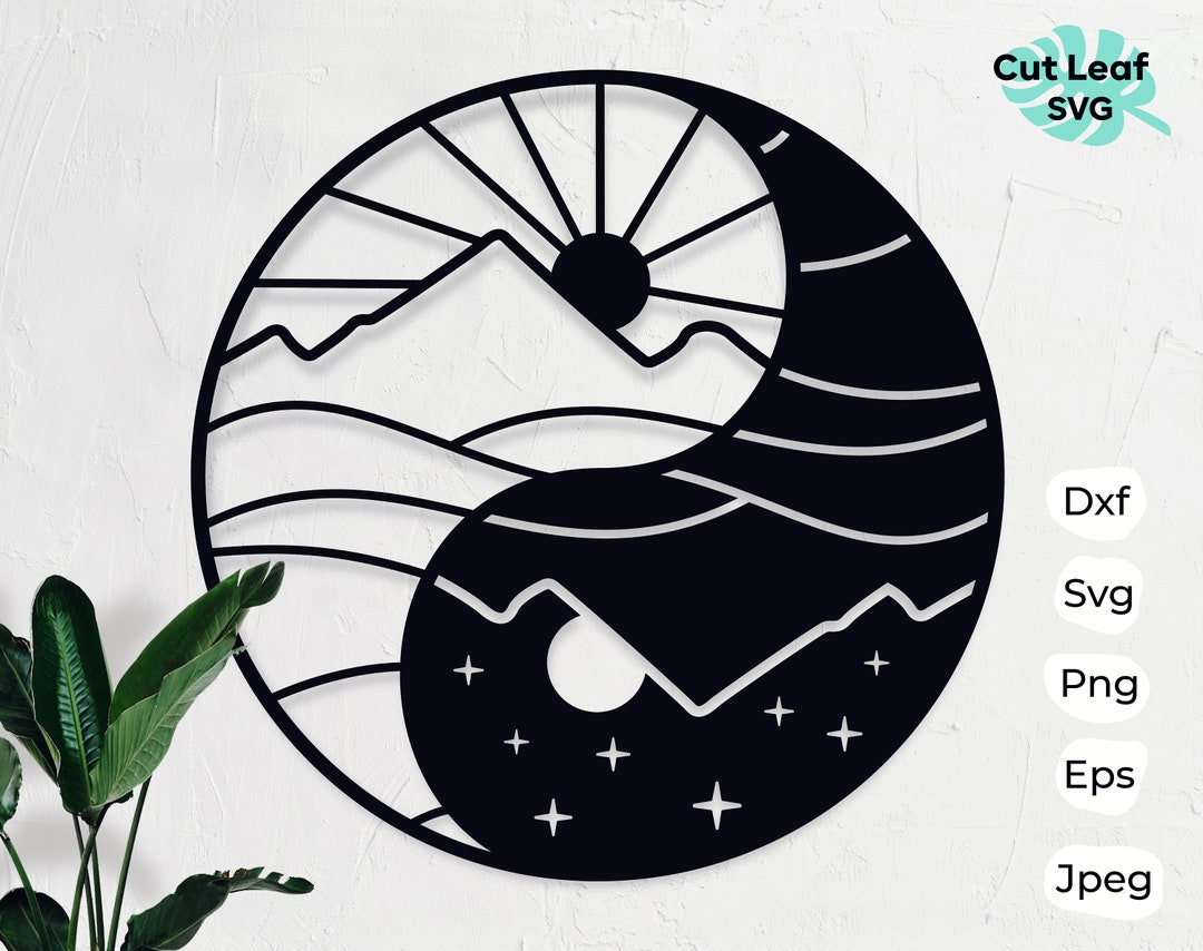 Yin Yang DXF SVG Metal Wall Art Laser Cut Files, Day and Night Cnc ...