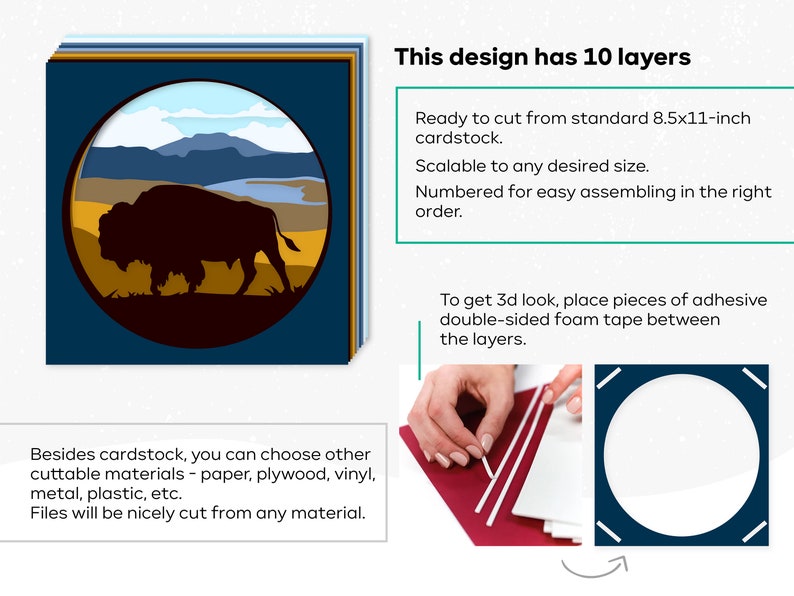 3d Layered Bison Svg Buffalo Svg Laser Cut Files Cnc Files | Etsy