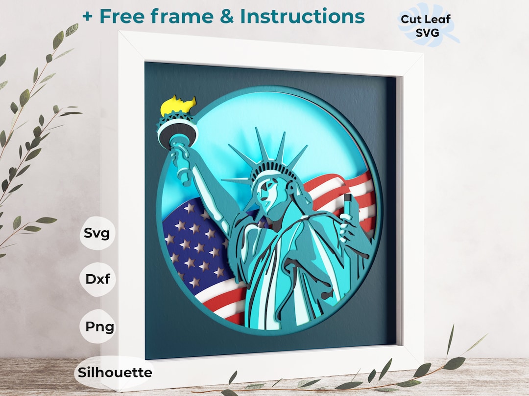3d Statue of Liberty Svg - 4th of July Shadow Box Svg, New York 3d Svg ...