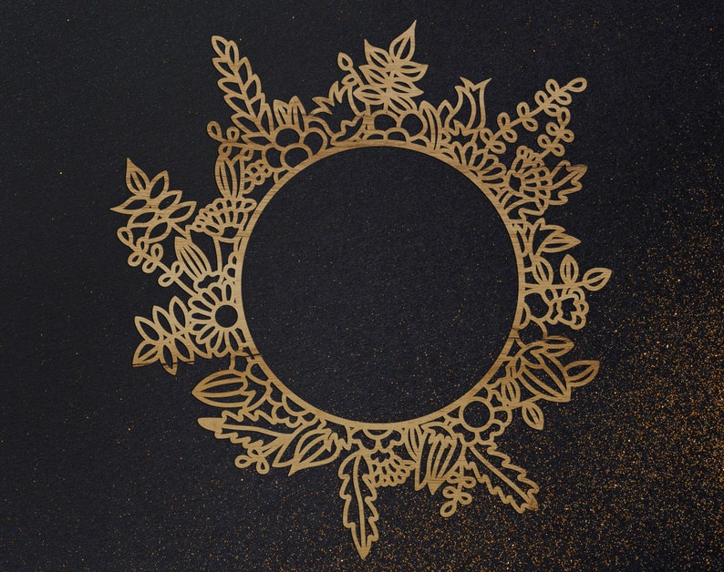 Floral wreath svg dxf files for plasma cnc files for wood | Etsy