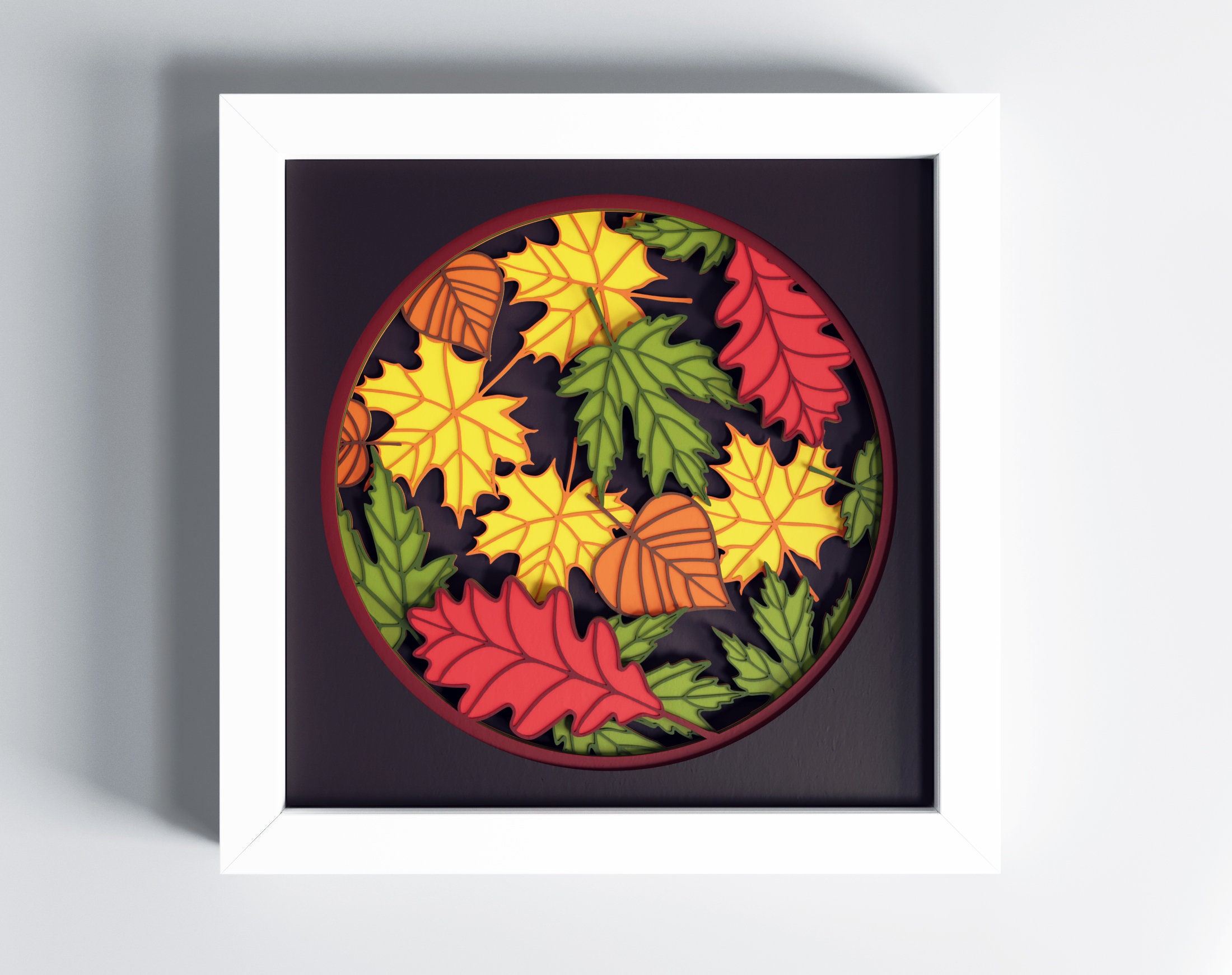 3D Fall Svg Shadow Box Svg Fall Leaves Svg | Etsy