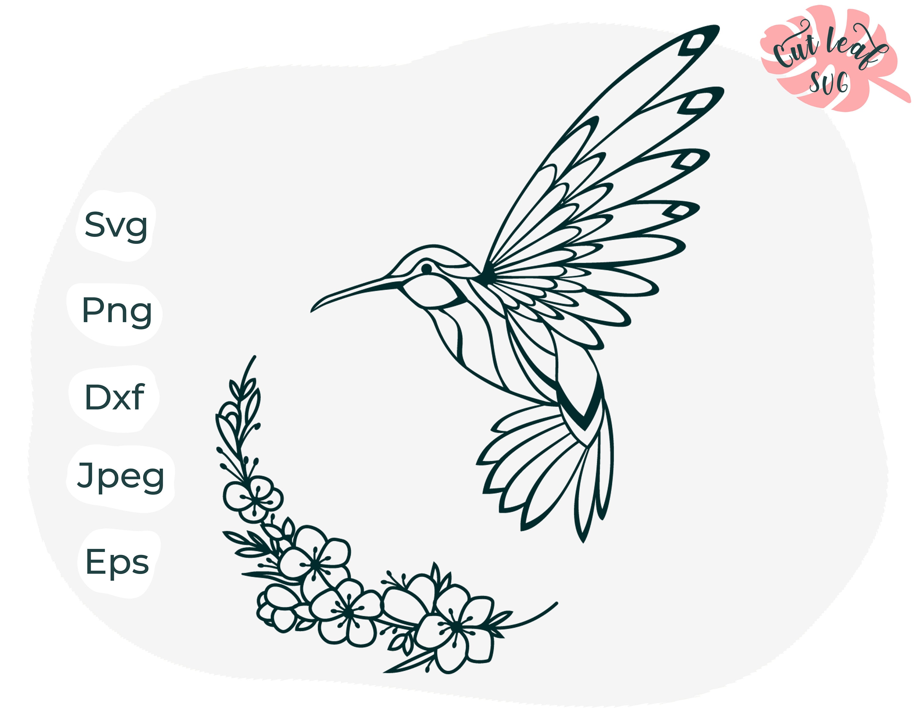 Hummingbird svg Hummingbird clipart floral wreath svg | Etsy