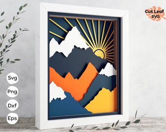 Mountain Shadow Box SVG, Layered Mountains SVG, 3d Mountains Svg ...