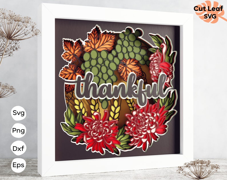 3D Thankful Svg Shadow Box Svg Thanksgiving Svg - Etsy