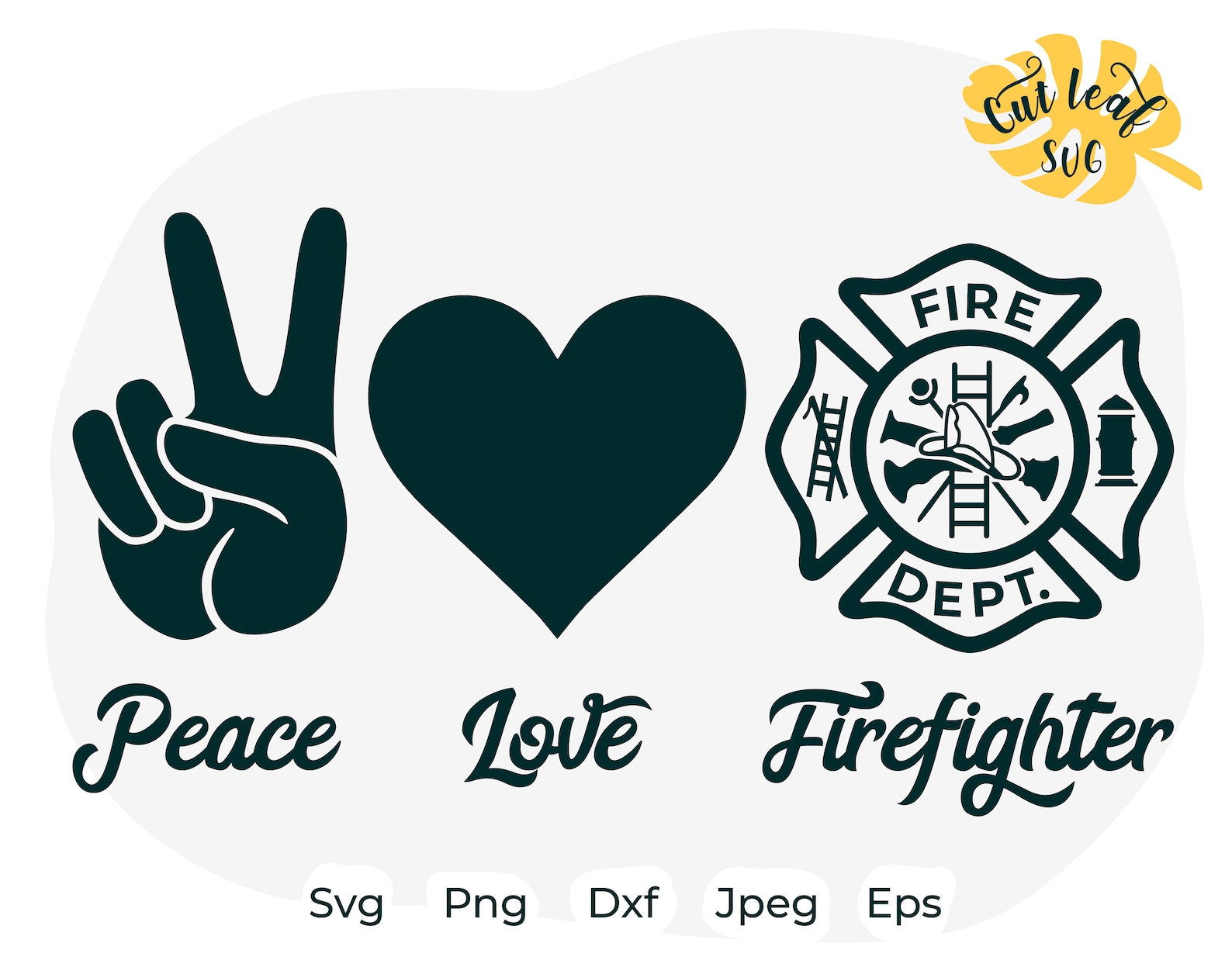 Peace Love Firefighter Svg, Fireman Svg, Firefighter Svg, Firefighter ...