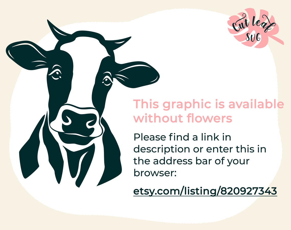 Cow with flower svg cow svg heifer svg floral svg flower | Etsy