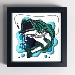 3d Fishing Svg - Shadow Box Svg, Fish Svg - Etsy