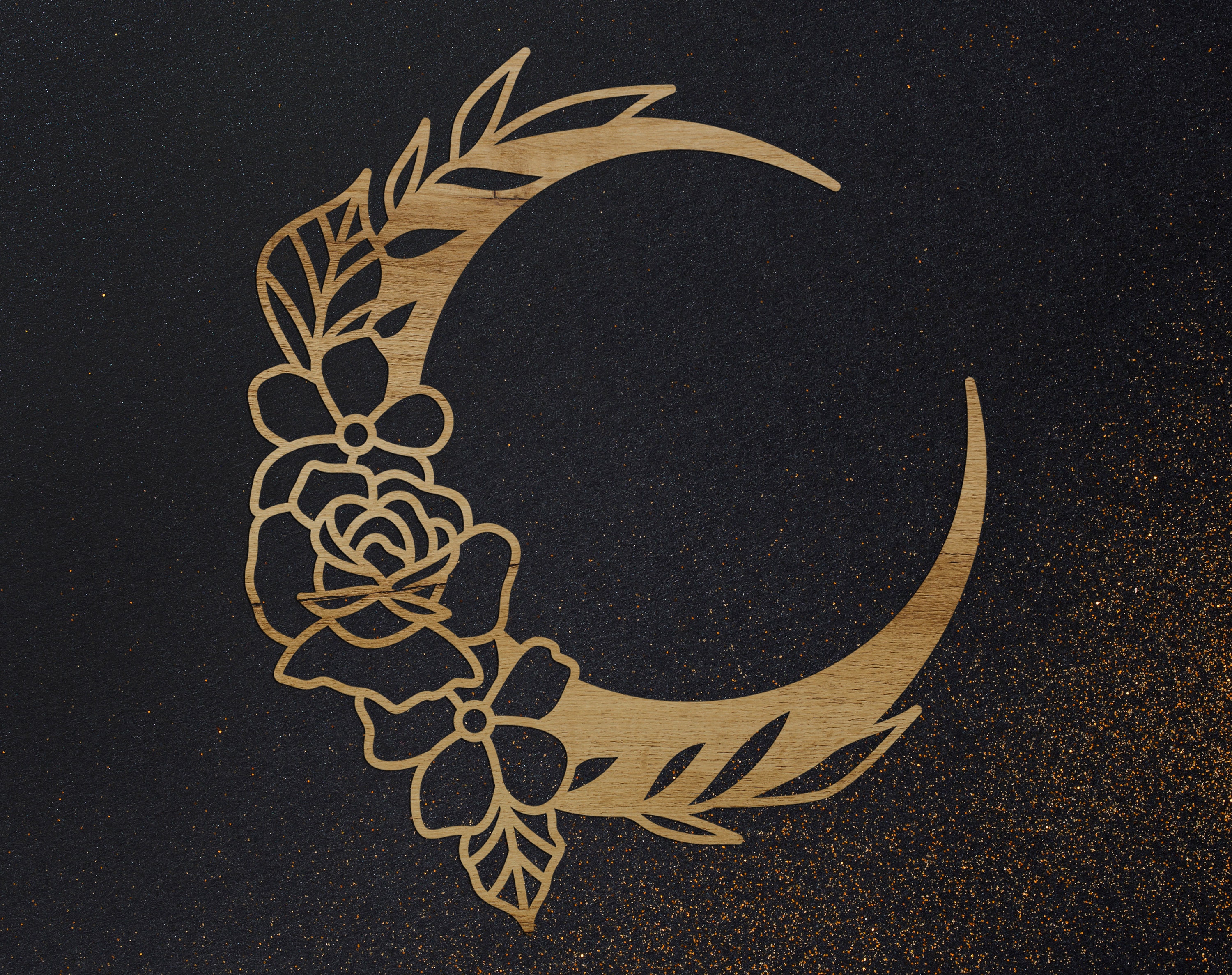 Moon With Flowers Svg Moon Svg Dxf Files for Plasma Cnc - Etsy
