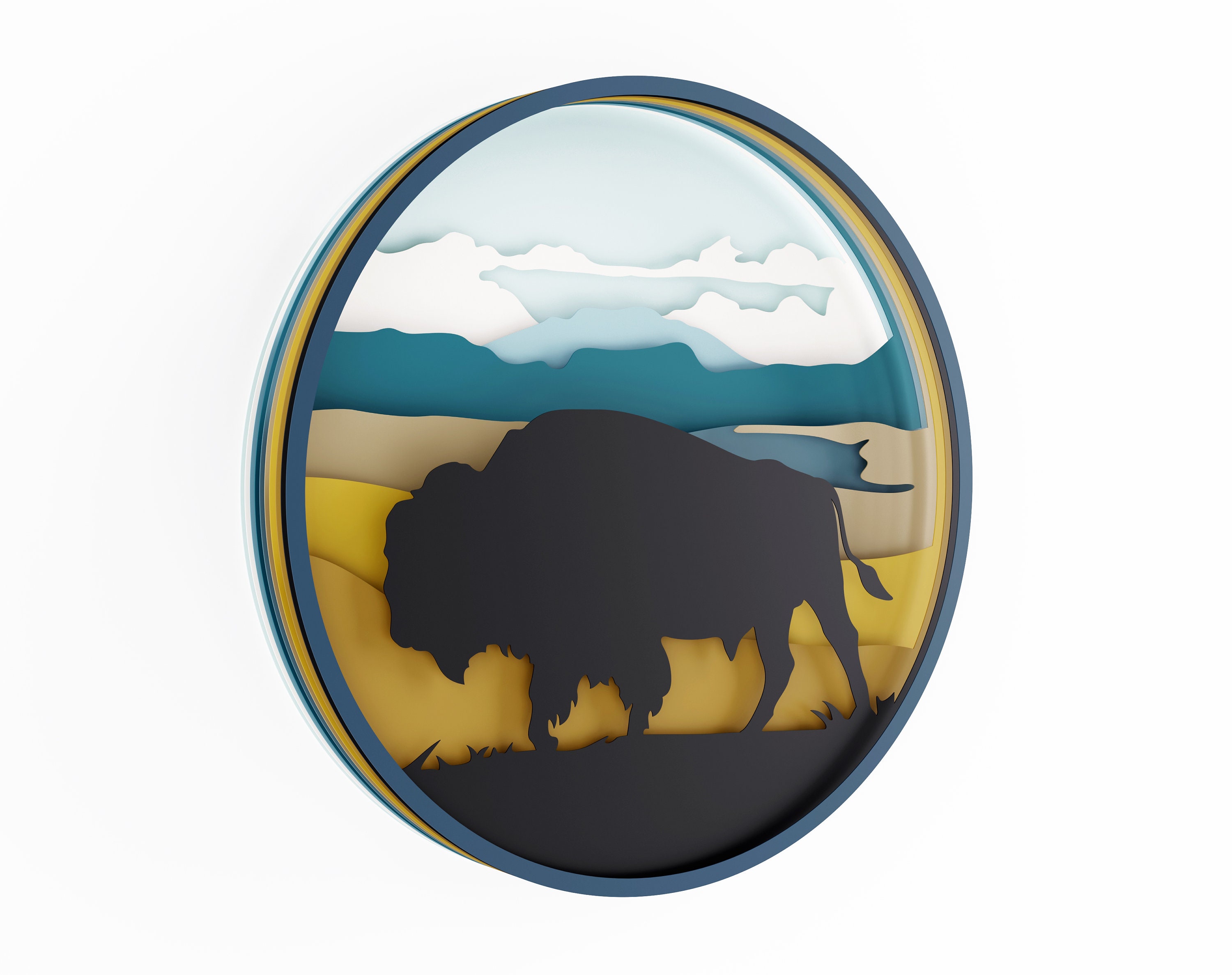3d Layered Bison svg buffalo svg laser cut files cnc files | Etsy