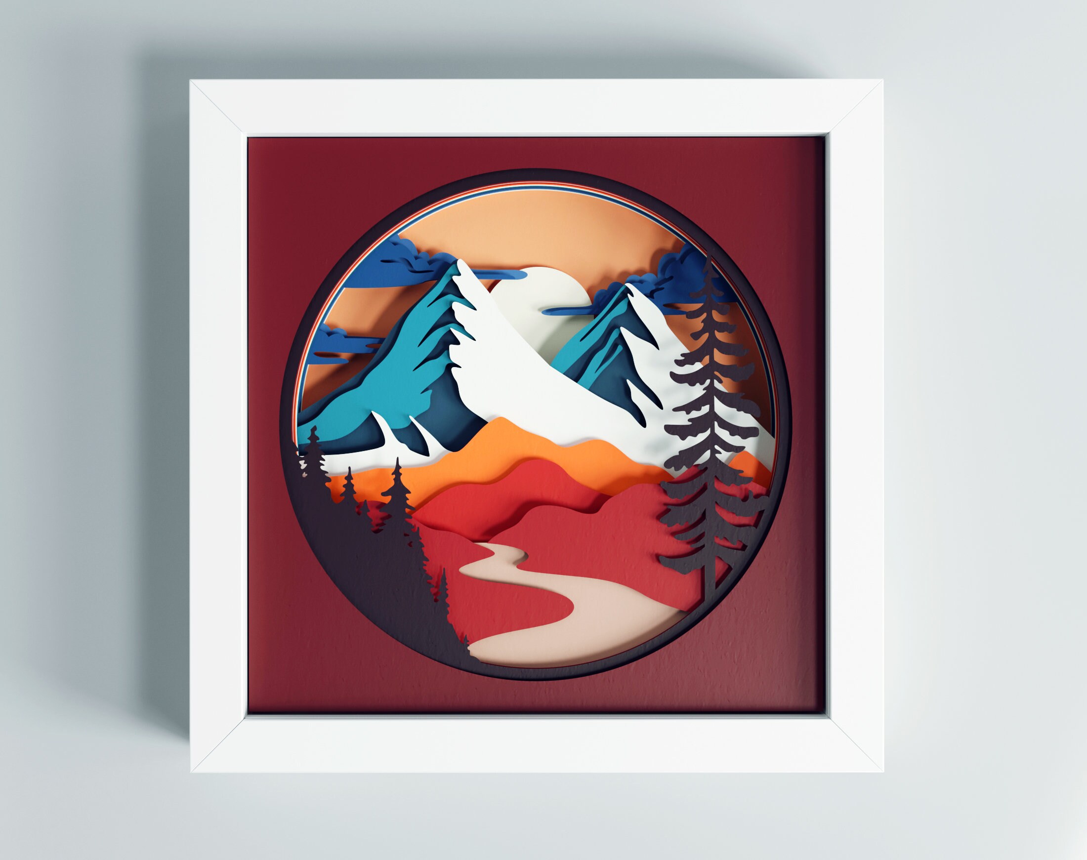 3d Mountains Svg Shadow Box Svg Nature Svg | Etsy Canada