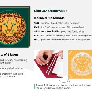 3d Lion Svg - Shadow Box Svg, 3d Shadow Box Svg - Etsy