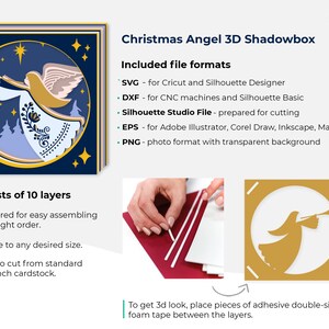 3D Angel Shadow Box Svg - Christmas Svg, Shadow Box Svg Christmas ...