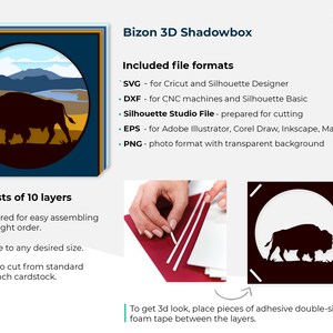 3d Layered Bison Svg, Buffalo Svg, Laser Cut Files, Cnc Files for Wood, Shadow Box Svg, Laser ...