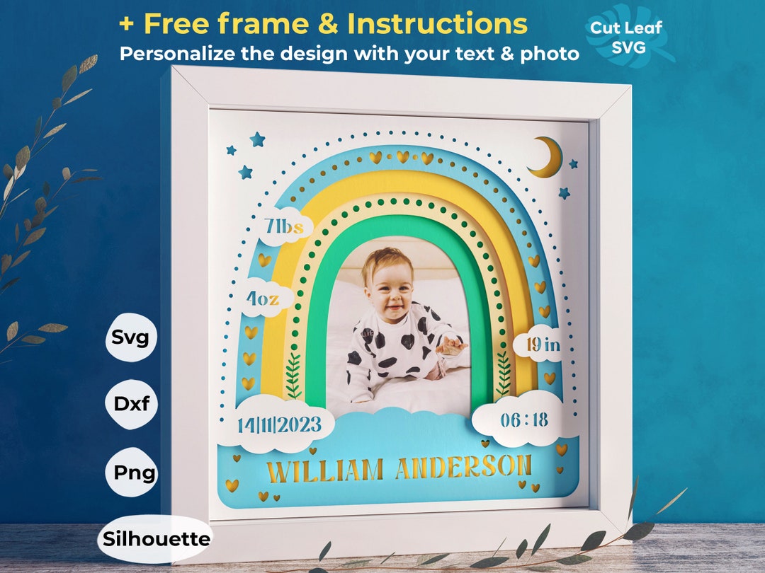 3D Baby Stats Shadow Box Svg - Customizable Baby Stats Shadow Box, Baby ...