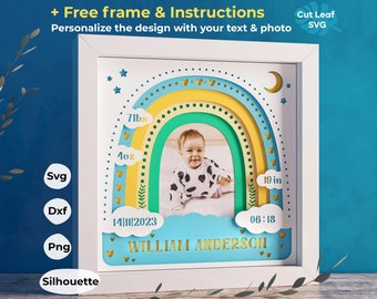 3D Baby Girl Stats Shadow Box Svg Customizable Baby Stats Shadow Box ...