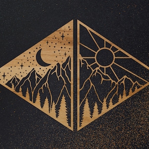 Day and Night DXF SVG Metal Wall Art Laser Cut Files, Moon and Sun Cnc ...
