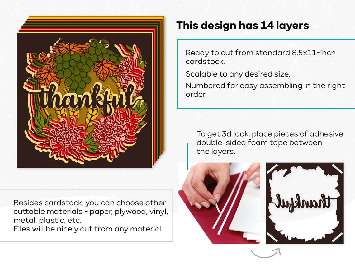 3D Thankful Svg Shadow Box Svg Thanksgiving Svg - Etsy