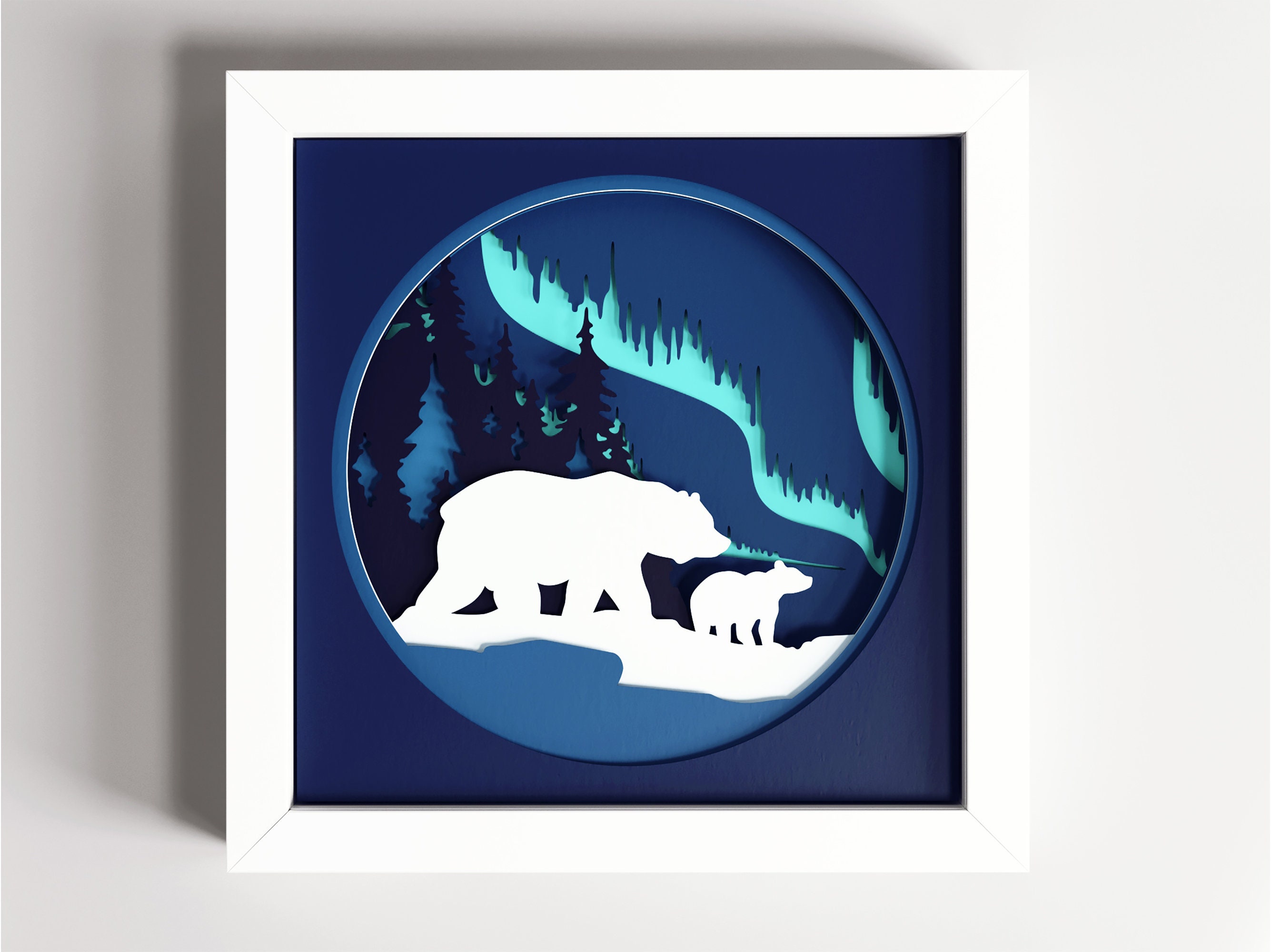 Mama & Baby Bear 3D Shadow Box SVG – Nature Scene (digital Download) - Etsy