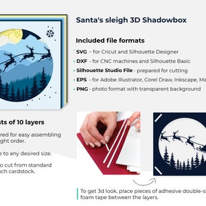 3D Santa Svg - Shadow Box Svg, Christmas Svg, Layered Svg - Etsy