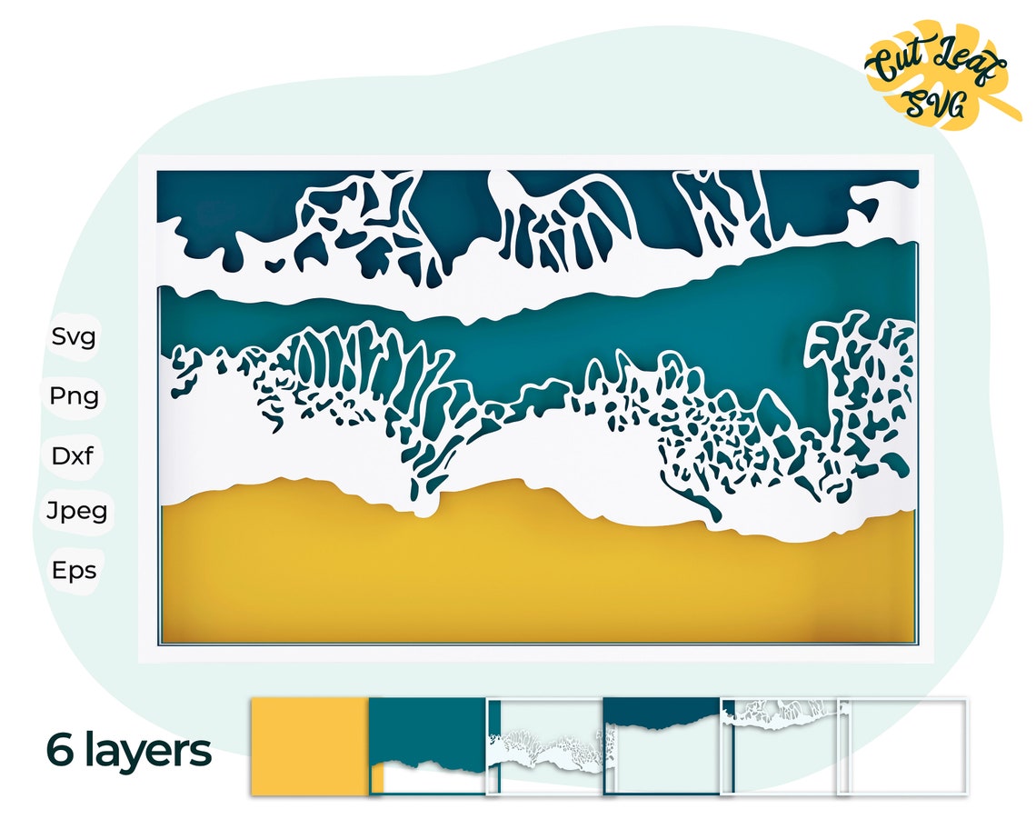 3d Layered Beach Svg, 3d Svg, Shadow Box Svg, Laser Cut Files, Cnc ...