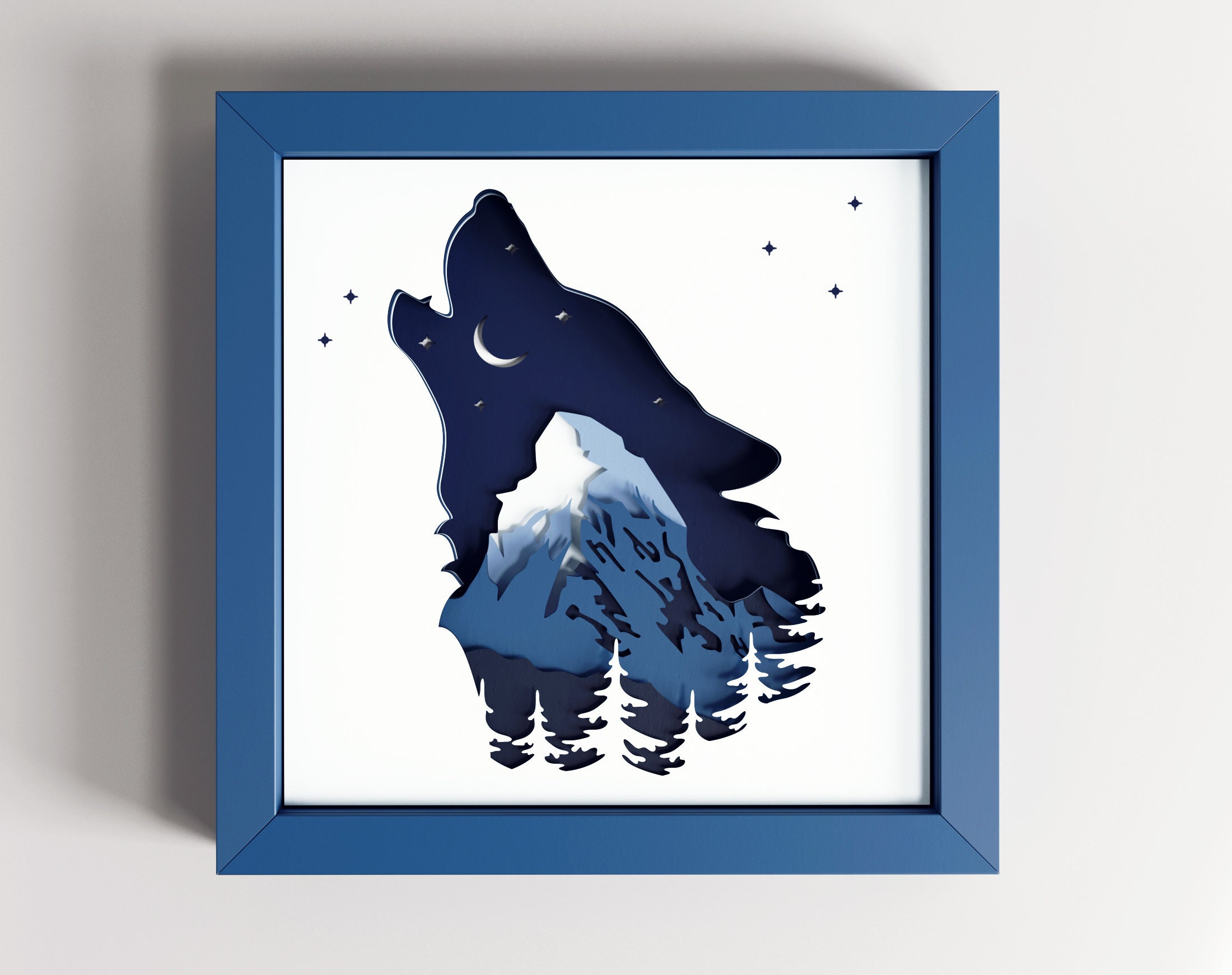 Wolf 3d Svg Shadow Box Svg Laser Cut Files Cnc Files for - Etsy Australia