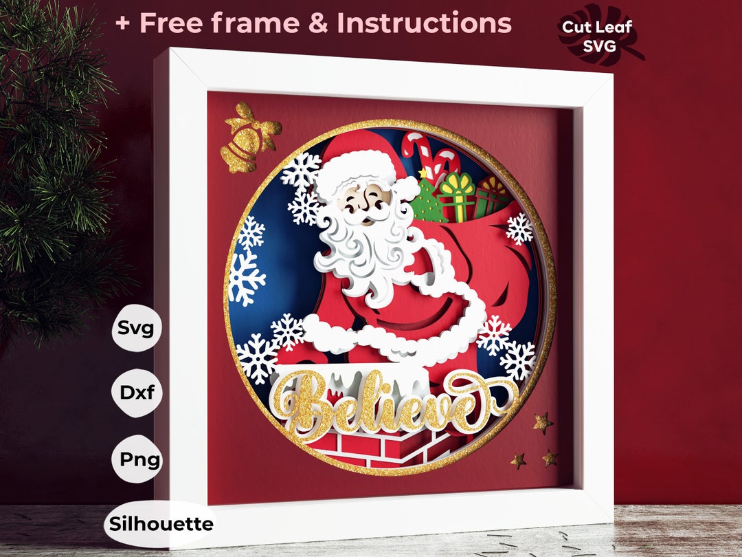 Shadow Box Svg Christmas - 3d Santa Svg, Shadow Box Svg, Christmas Svg ...
