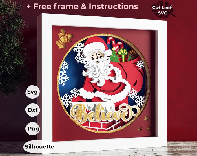 3D SANTA Svg - Father Christmas Svg - CHRISTMAS Svg - CHRISTMAS Shadow ...