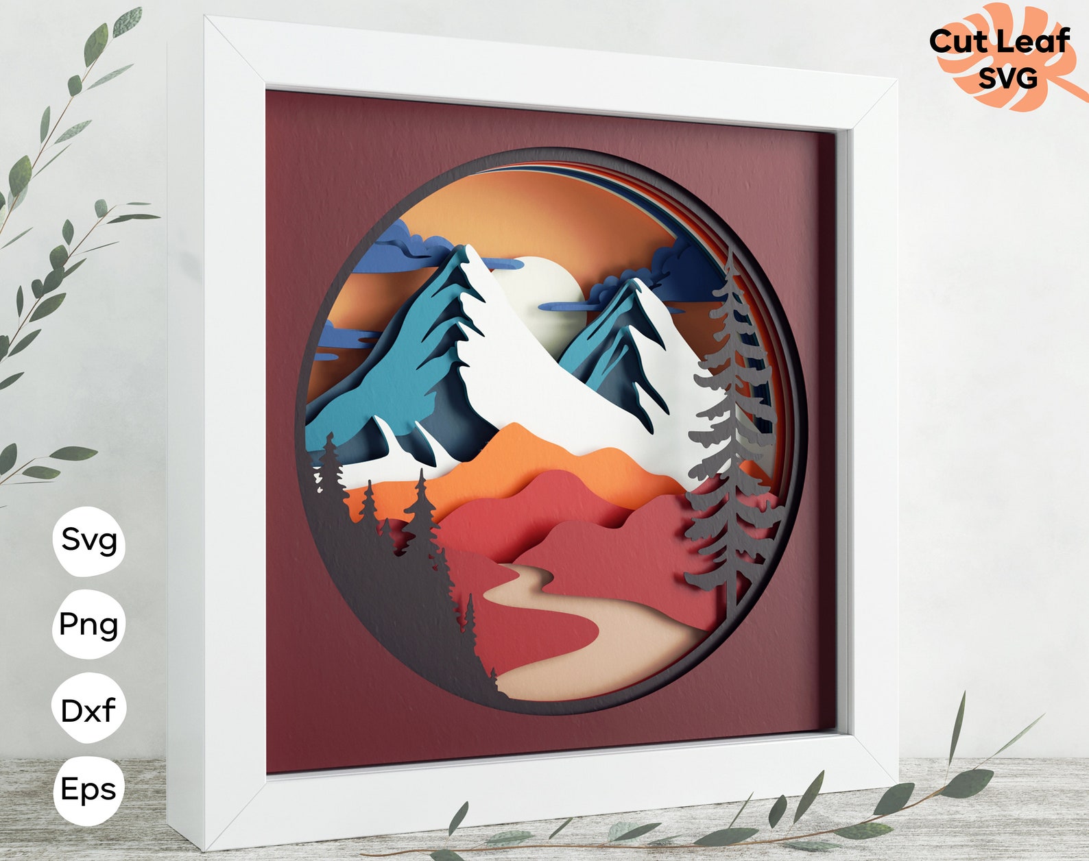 3d Mountains Svg Shadow Box Svg Nature Svg - Etsy