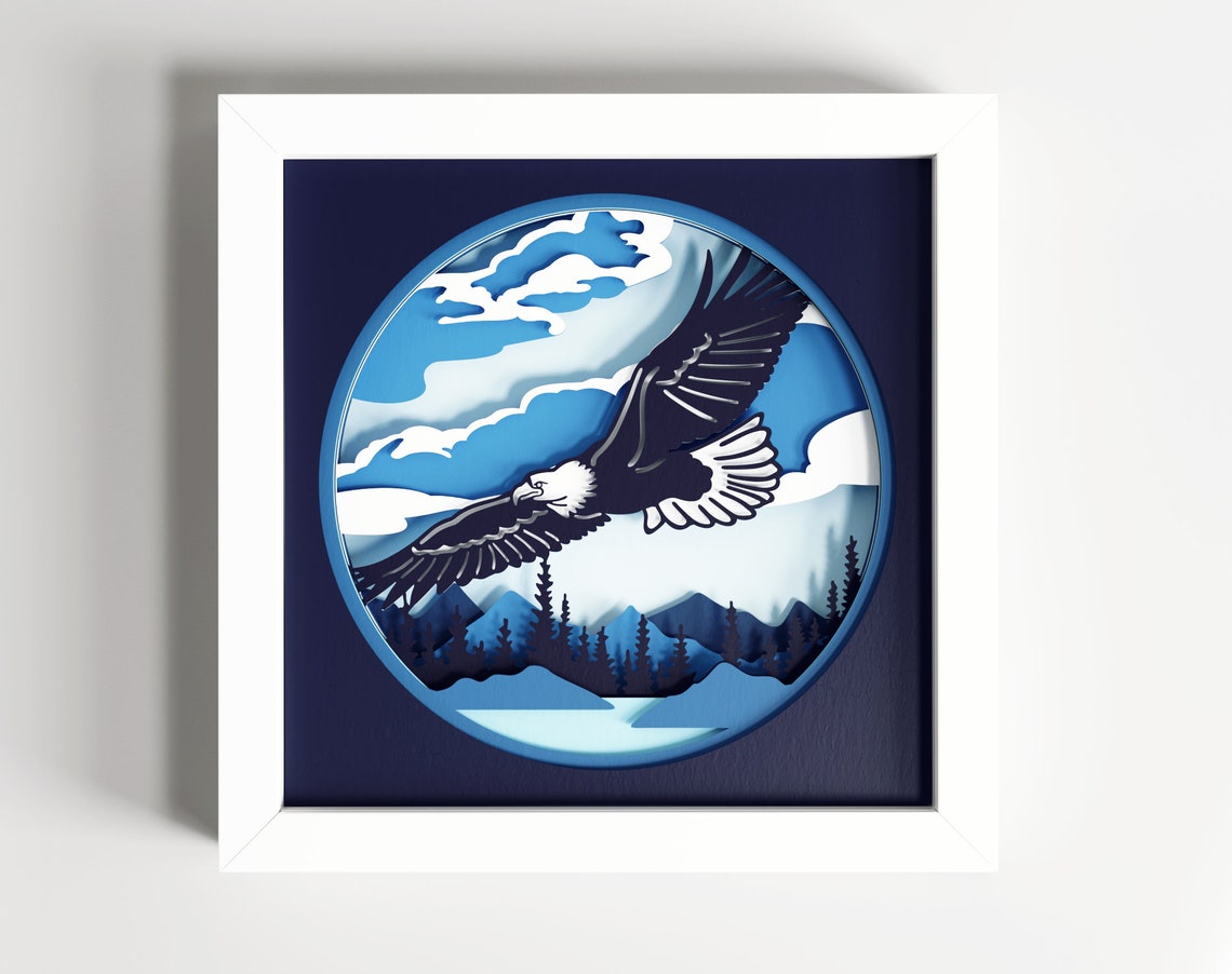 3D Eagle Svg Shadow Box Svg Eagle Svg | Etsy
