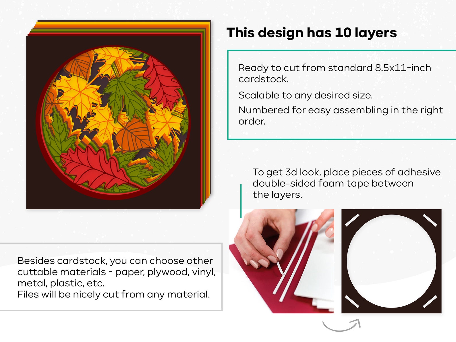 3D Fall Svg Shadow Box Svg Fall Leaves Svg | Etsy