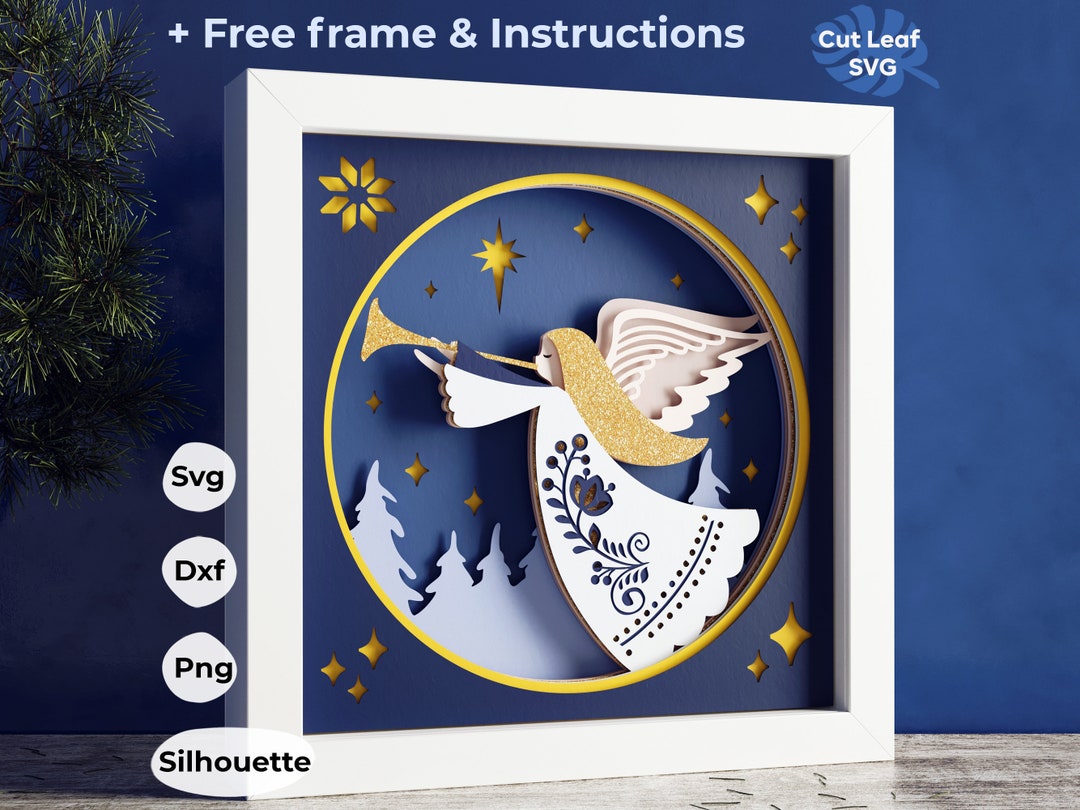 3D Angel Shadow Box Svg - Christmas Svg, Shadow Box Svg Christmas ...