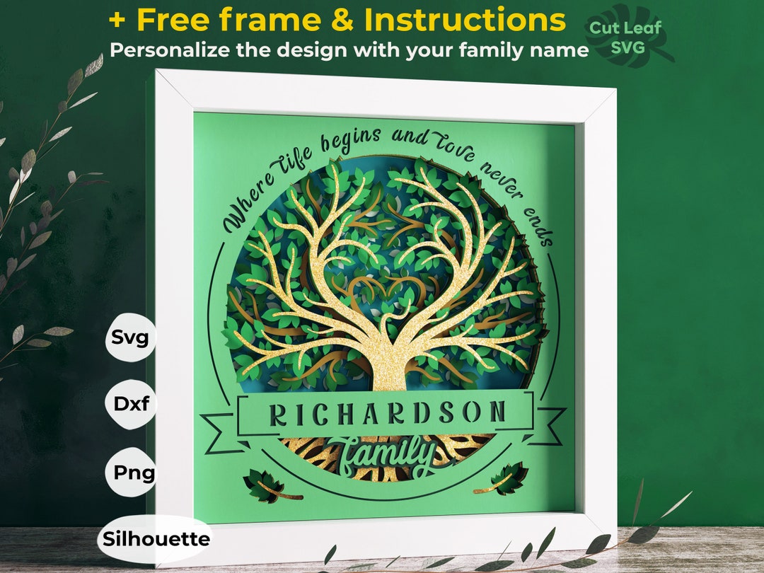 Family Tree SVG 3d Shadow Box - Tree of Life Svg, Family Monogram Svg ...
