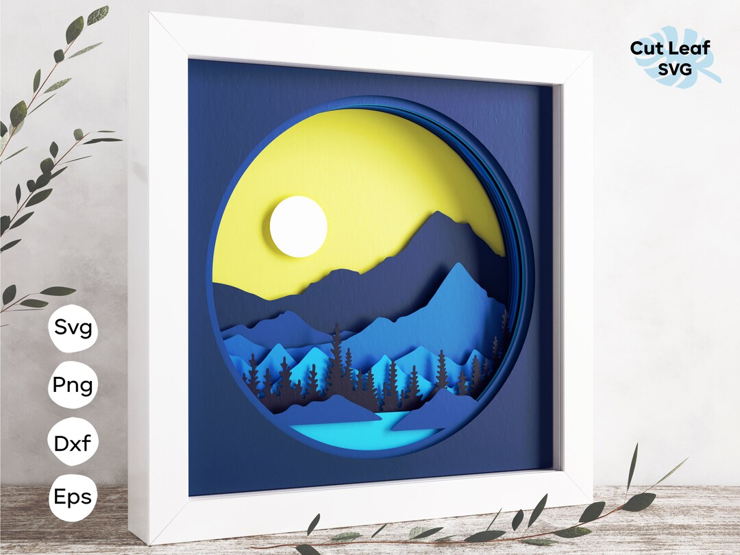 3d Mountains Svg Shadow Box Svg Mountain Range Svg - Etsy