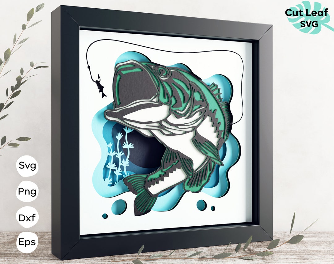 3d Fishing Svg Shadow Box Svg Fish Svg - Etsy