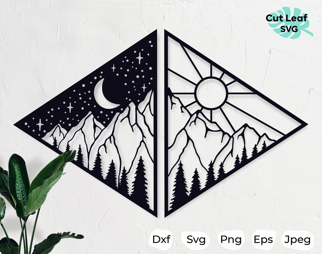 Day and Night DXF SVG Metal Wall Art Laser Cut Files, Moon and Sun Cnc ...