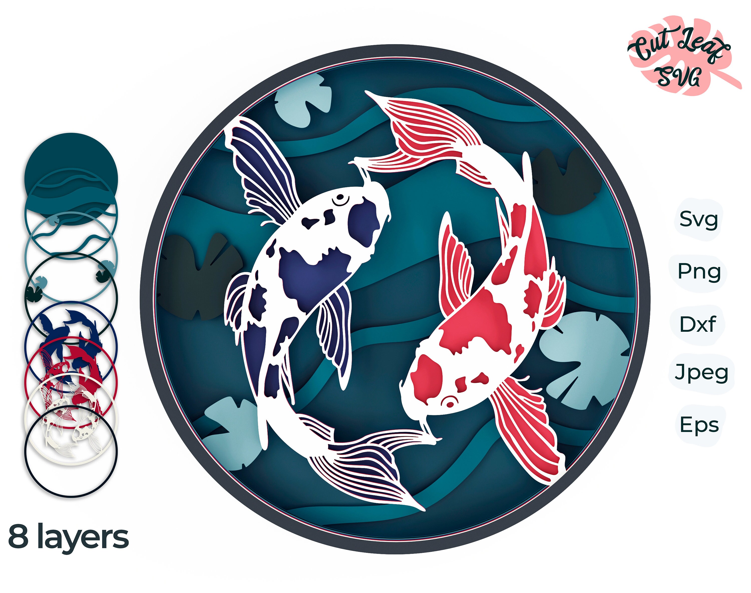 3d Layered Fish svg Fishing svg Shadow box svg laser cut | Etsy