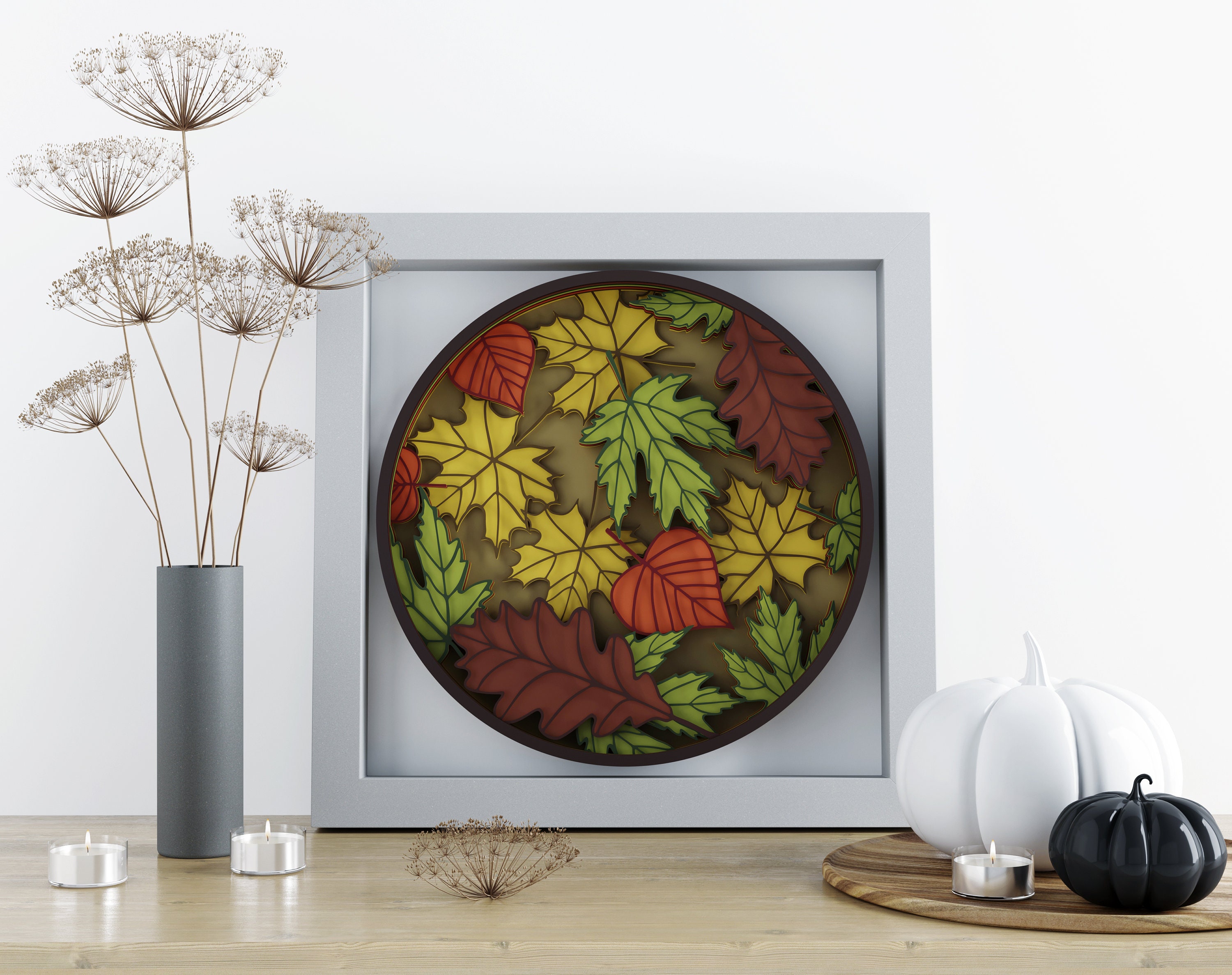 Fall svg Shadow box svg Fall leaves svg autumn svg laser | Etsy