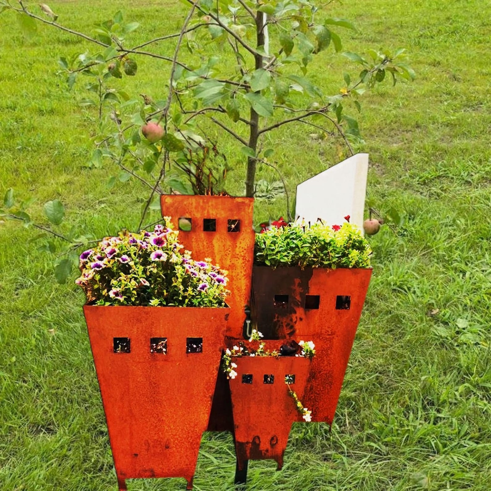 Rustic Metal Planter, Outdoor Aesthetic Garden Decor , Front Porch ...
