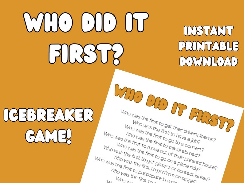 Icebreaker Game! Who Did It First? - Etsy