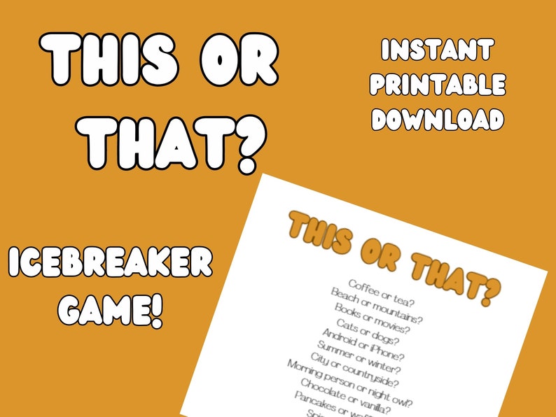 Icebreaker Game! This or That? - Etsy