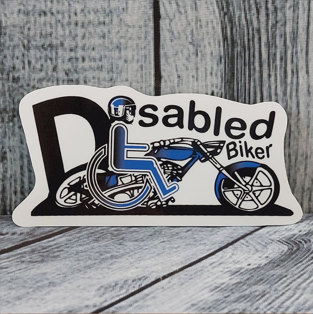 Disabled Biker, Laminated Vinyl Sticker Motorcycles Cars Windows ...